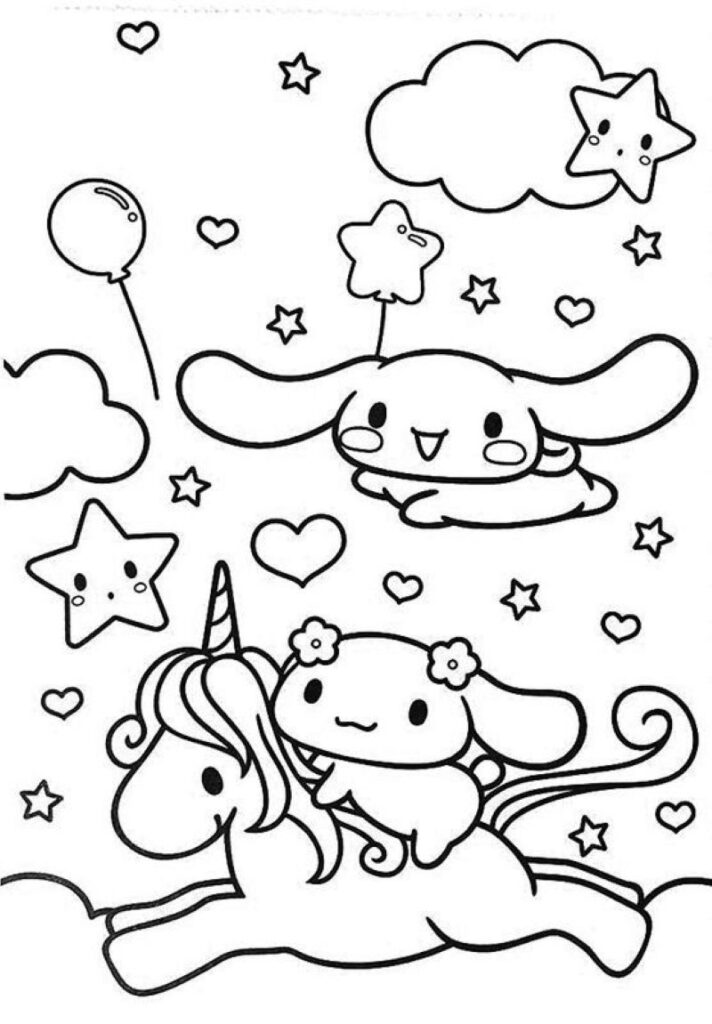 100+ Tranh tô màu Cinnamoroll cute siêu dễ thương cho bé thỏa sức sáng tạo